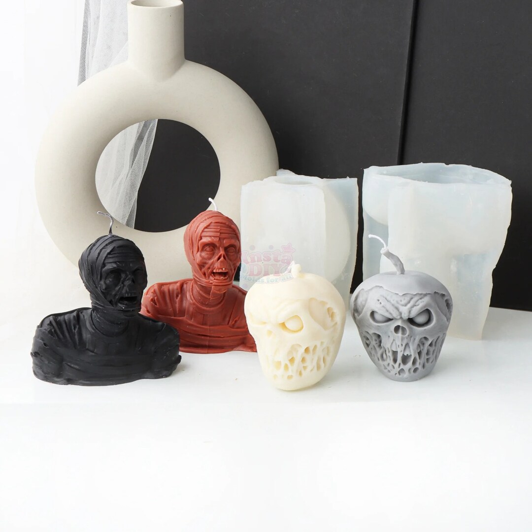 Zombie Mummy Skull Silicone Candle Mold, DIY Aromatherapy Plaster ...