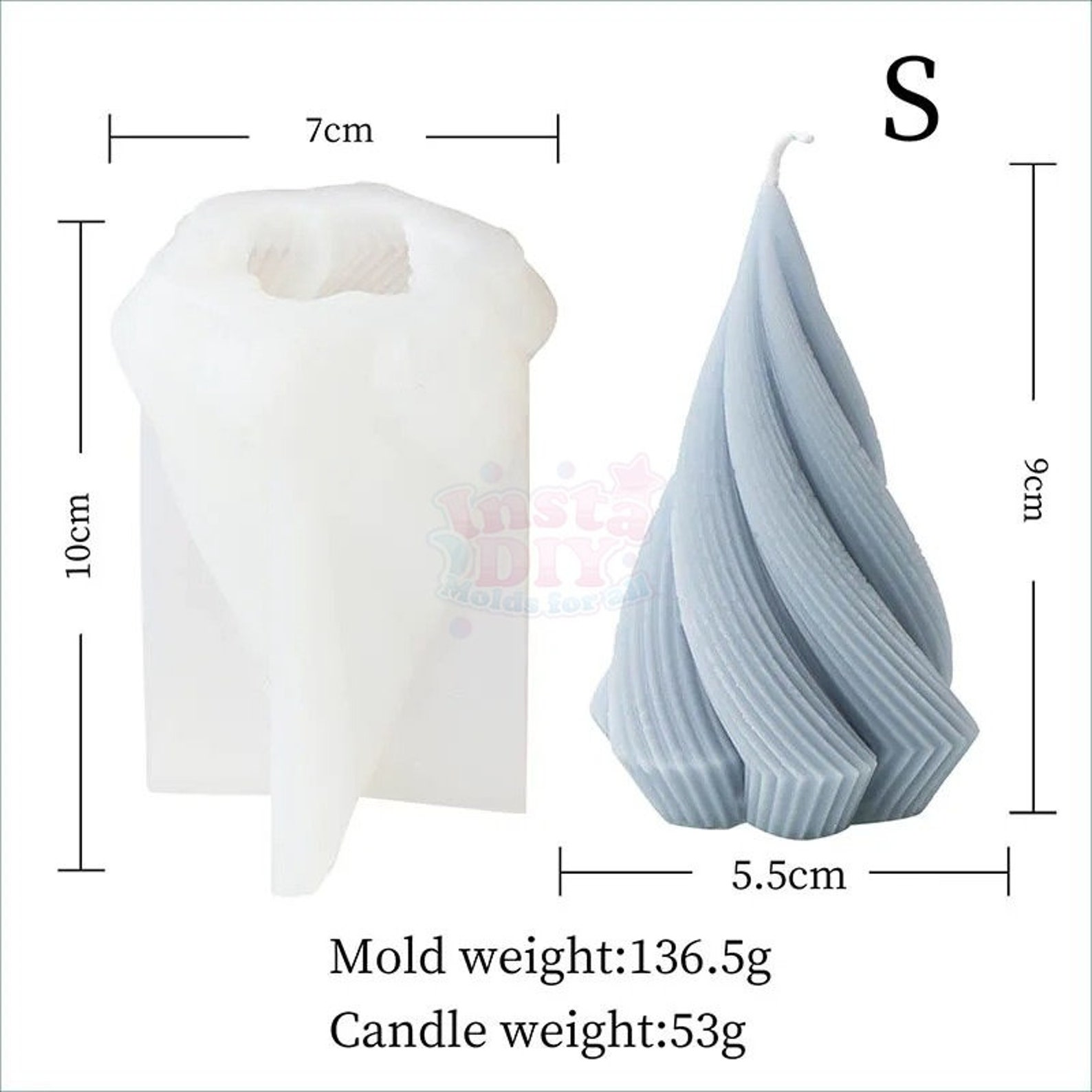 3D Rotating Cone Geometric Conical Silicone Candle Mold, DIY Christmas ...