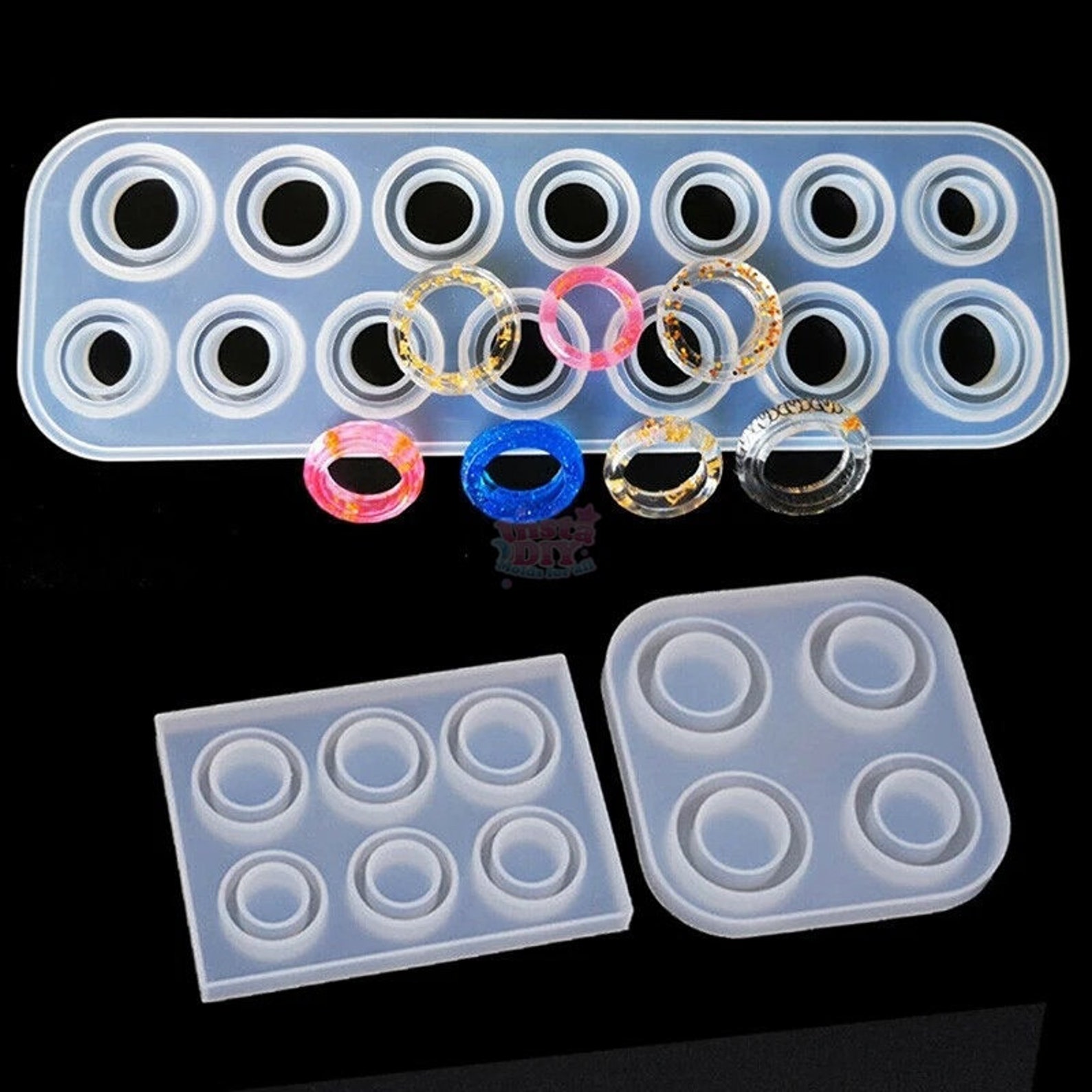 DIY Pendant Ring Jewelry Mold, 14 Holes Silicone Mold, Crystal Epoxy ...