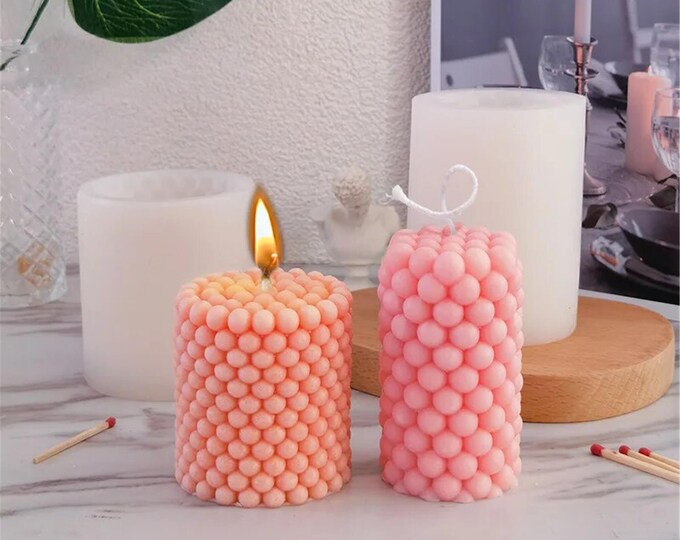 3D Silicone Bubble Candle Mould Round Column Candle Mould Three ...