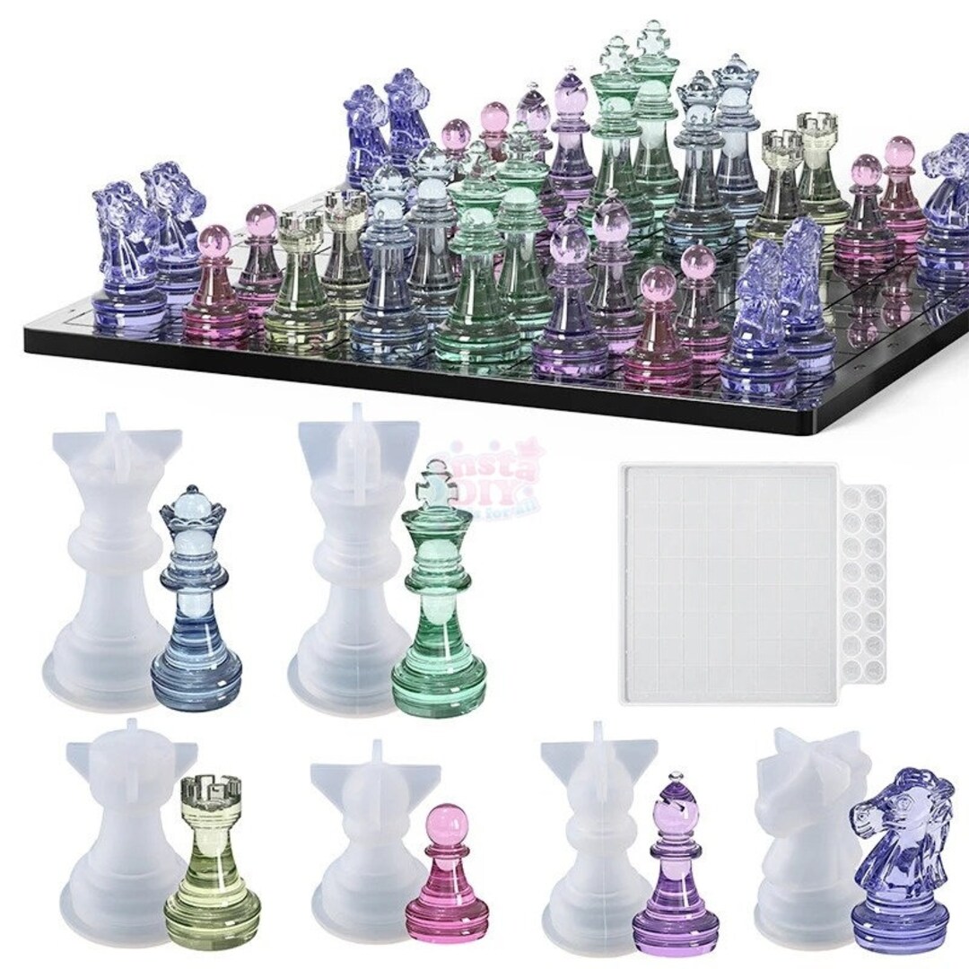 3D Chess Set Silicone Mold, Chessboard Resin Mold, Epoxy Resin Art Mold ...