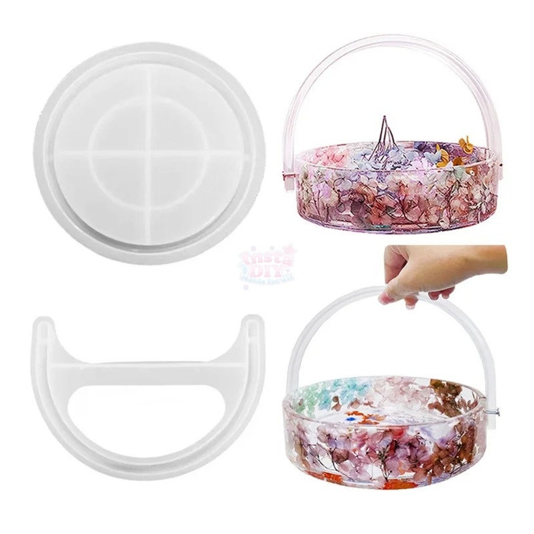 DIY Flower Basket Silicone Mold, Handmade Resin Concrete Cement Planter ...