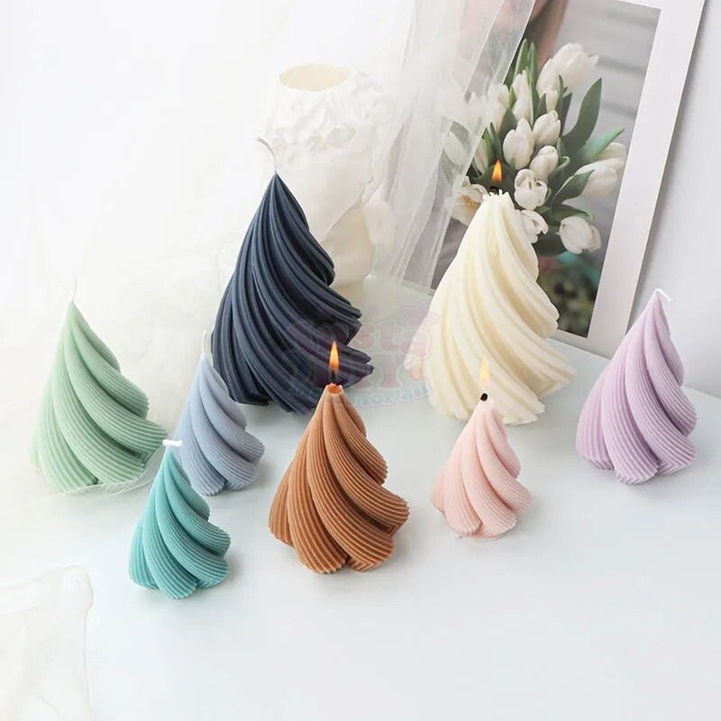 3D Rotating Cone Geometric Conical Silicone Candle Mold, DIY Christmas ...
