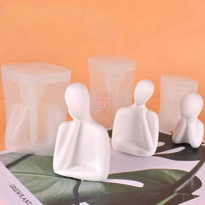 Modern Family Silicone Mold, Abstract Thinker Statue Mold, Figure ...