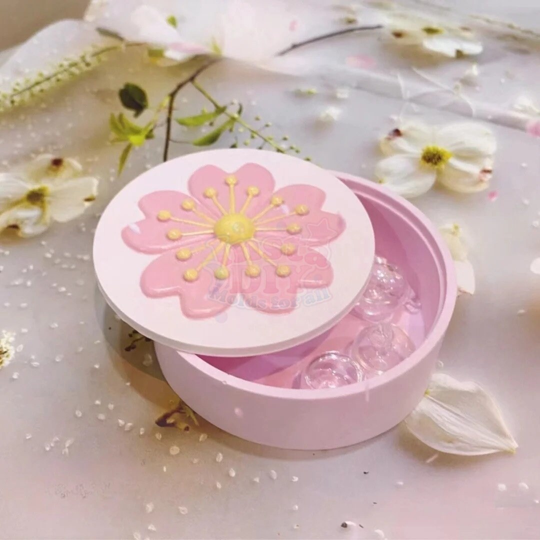 Cherry Sakura Flower Storage Box Silicone Mold With Cover, Candle Jar ...