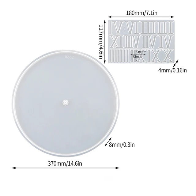 Large Round Clock Resin Epoxy Molds Silicone Wall Decor Arabic Roman ...