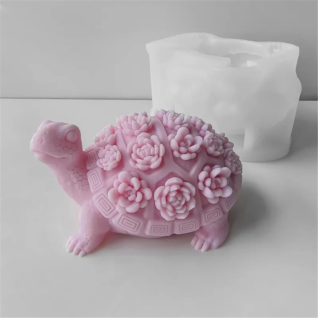 3D Turtle Silicone Mold DIY Scented Candle Plaster Succulent Tortoise ...
