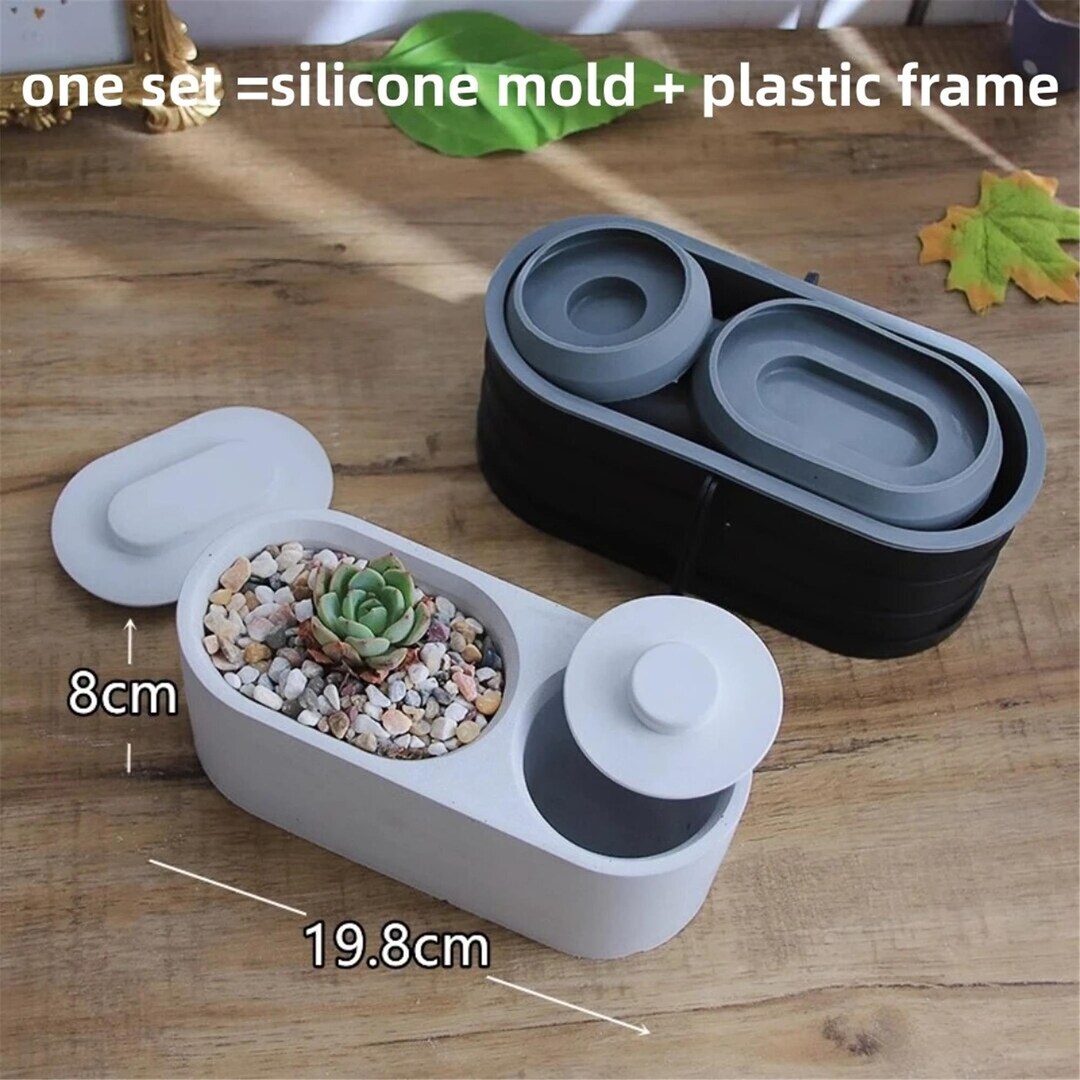 Oval Cement Clay Potted Plants Concrete Flowerpot Mould Plaster Pen ...