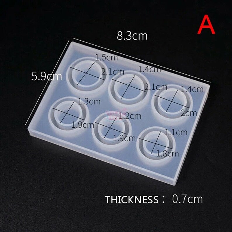 DIY Pendant Ring Jewelry Mold, 14 Holes Silicone Mold, Crystal Epoxy ...