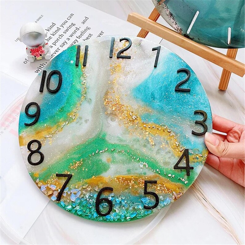Large Round Clock Resin Epoxy Molds Silicone Wall Decor Arabic Roman ...