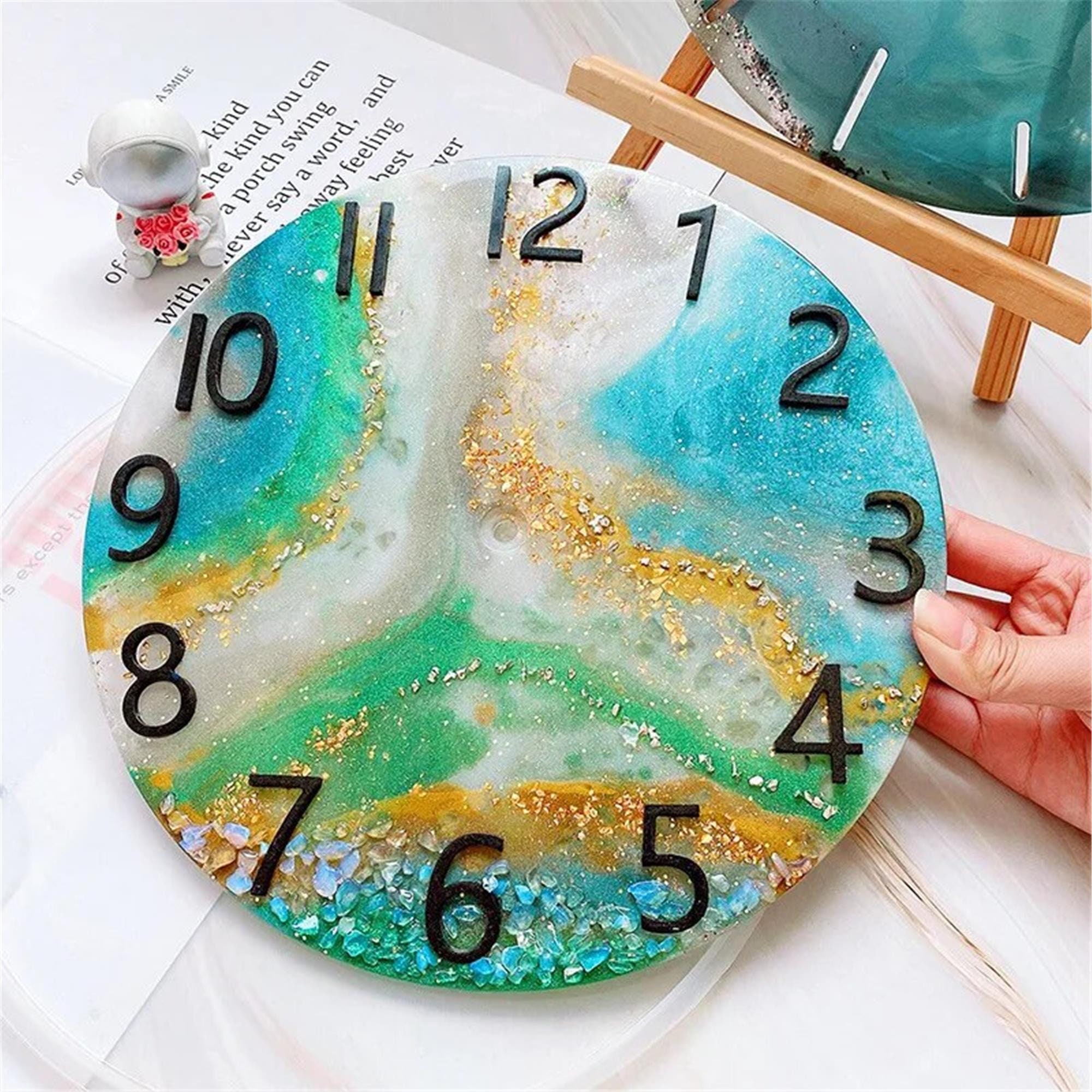 Large Round Clock Resin Epoxy Molds Silicone Wall Decor Arabic Roman ...