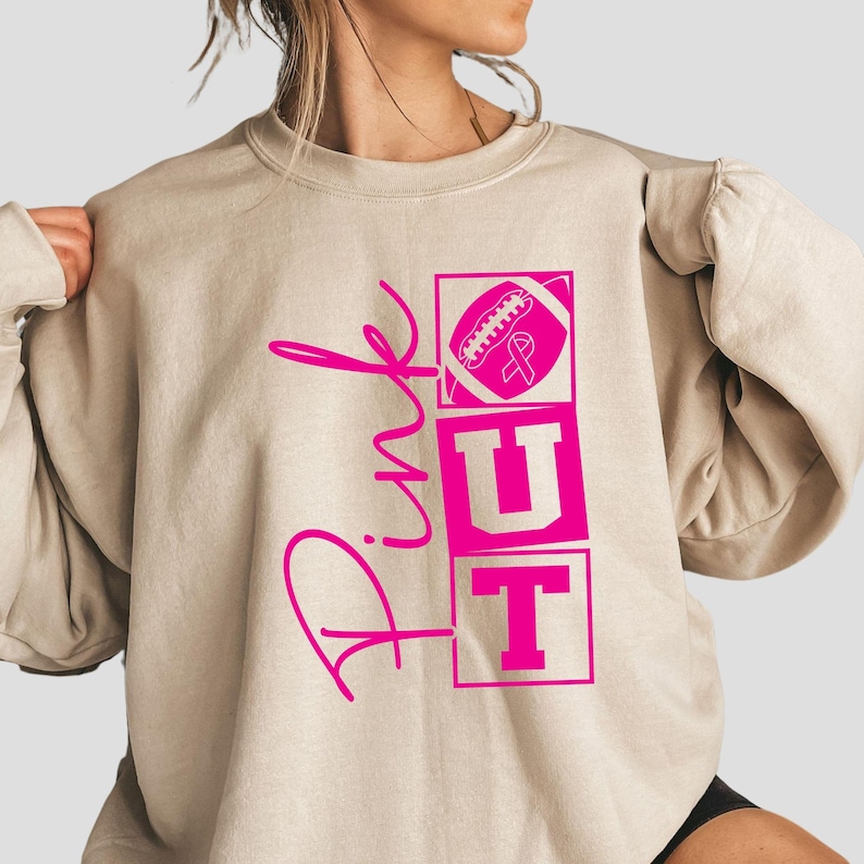 Pink Out Football Breast Cancer Awareness Sweatshirt Together We Fight ...