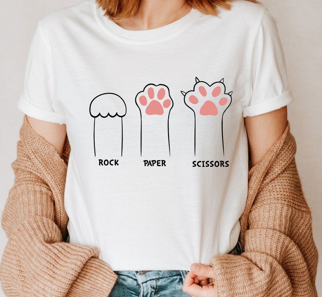 Rock Paper Scissors Shirt - Rock Paper Scissors Tshirt - Funny Cat ...