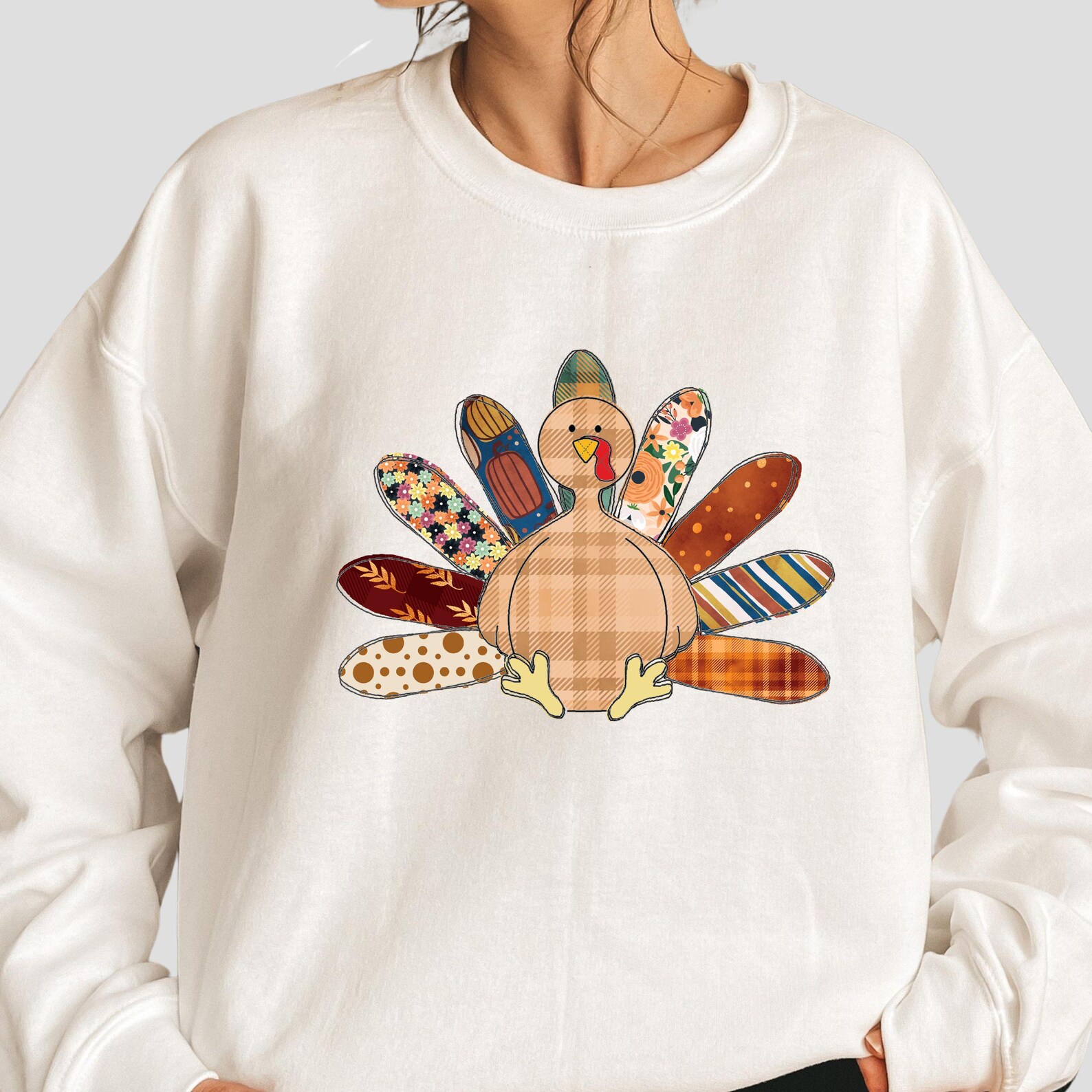 Thanksgiving Turkey Sweatshirt: Patchwork Quilted Fall Shirt - Etsy