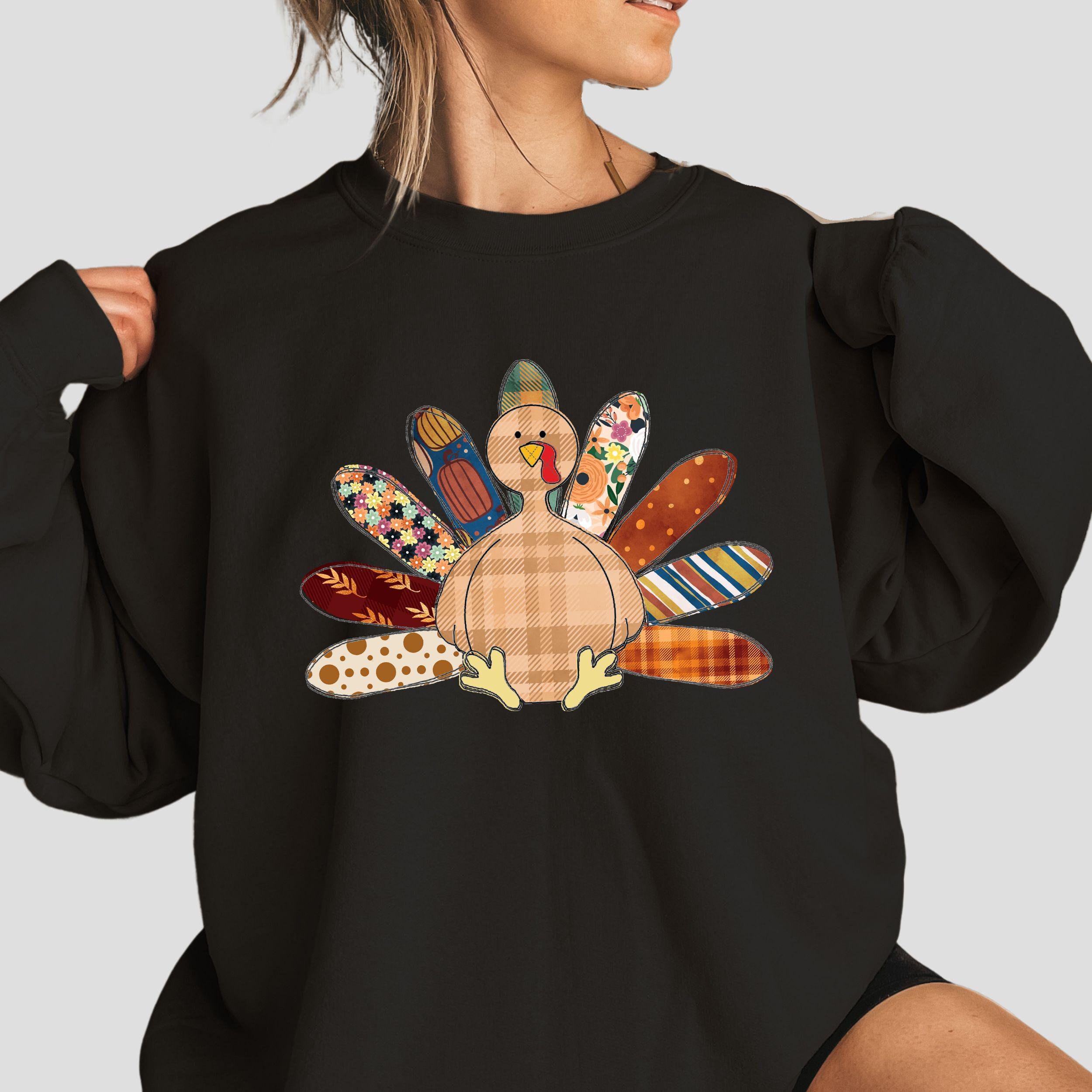 Thanksgiving Turkey Sweatshirt: Patchwork Quilted Fall Shirt - Etsy