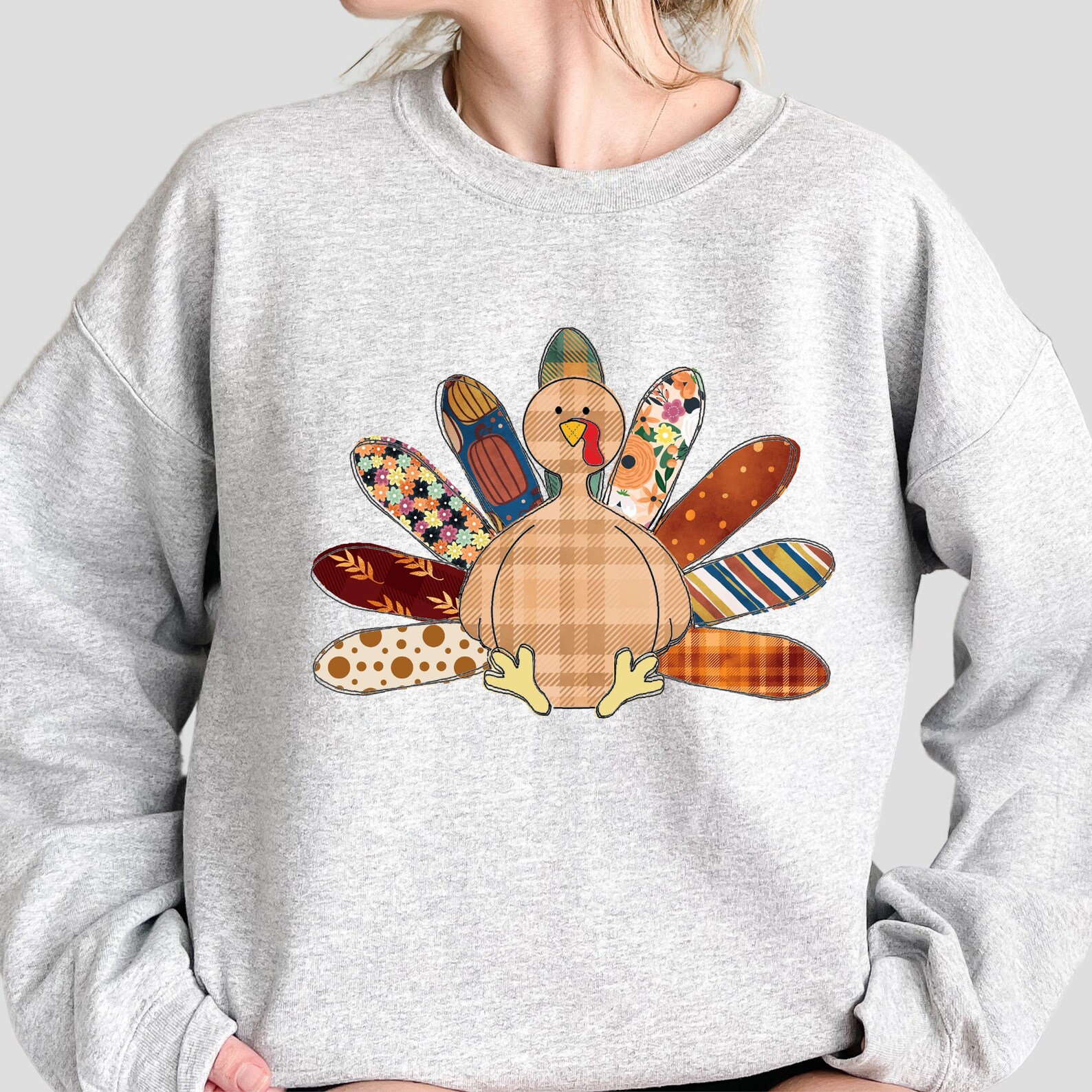 Thanksgiving Turkey Sweatshirt: Patchwork Quilted Fall Shirt - Etsy