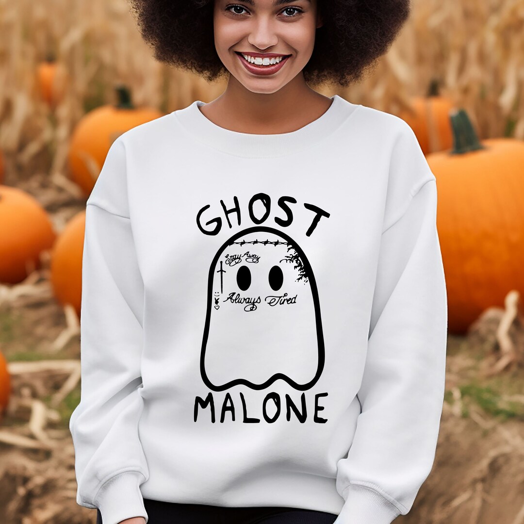 Ghost Malone Sweatshirt and Hoodie, Womens Halloween Sweatshirt, Cute ...