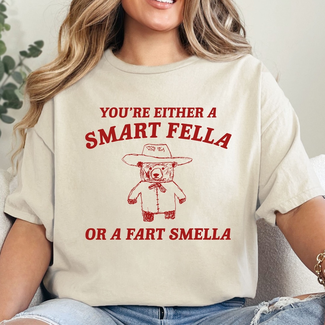 Retro Cartoon Bear T-shirt: Smart Fella or Fart Smella? - Etsy
