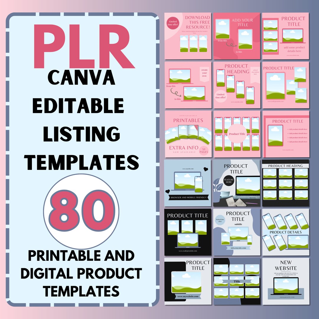 Mockup Listings PLR Templates Bundle Editable Canva Bundle, Digital ...