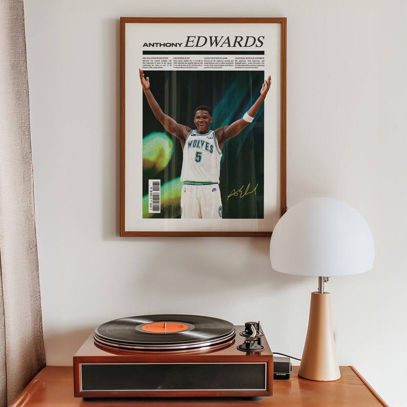Anthony Edwards Poster: Timberwolves Basketball Art (digital Download ...