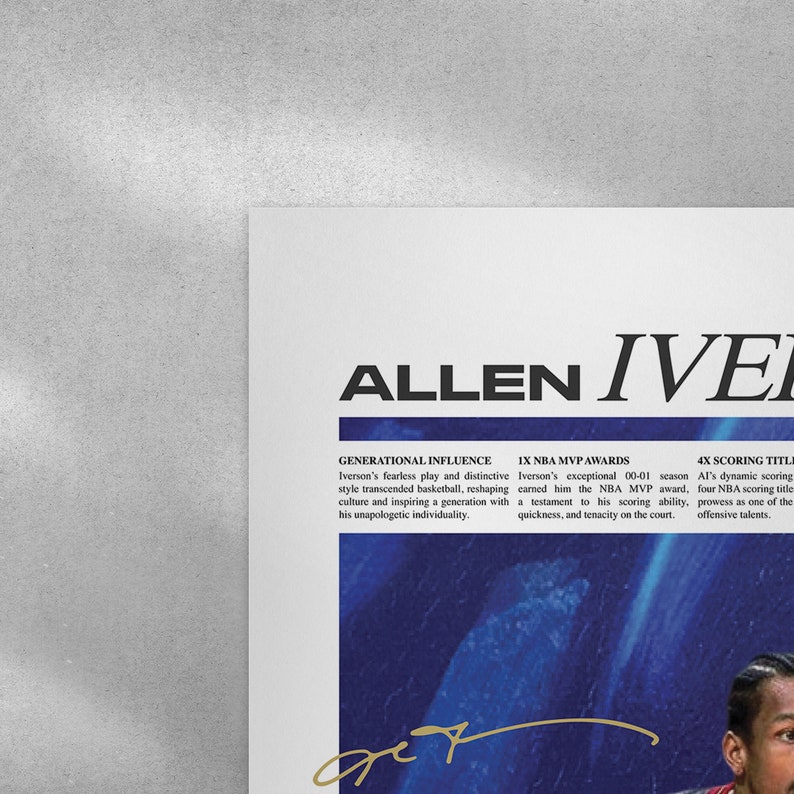 Allen Iverson Inspired Poster, Newspaper Inspired Poster, Magazine ...