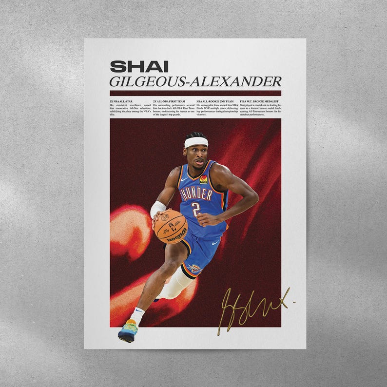 Shai Gilgeous-alexander Inspired Poster, SGA Inspired Poster, Magazine ...