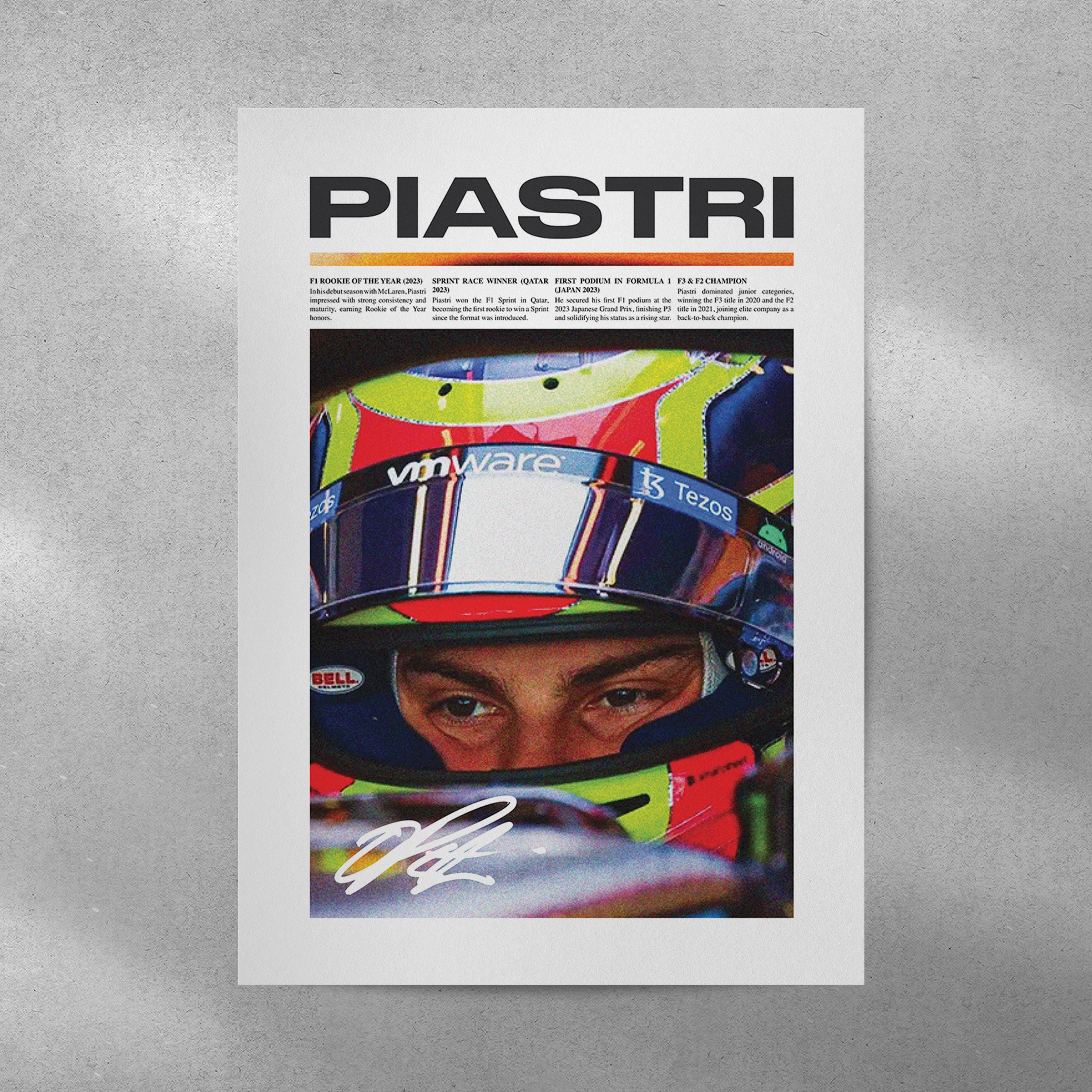 Oscar Piastri F1 Poster: Mclaren Racing Art (digital Download, PNG File ...