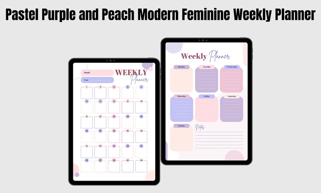 Feminine Weekly Planner in Pastel Purple Daily Note and Scheduler ...