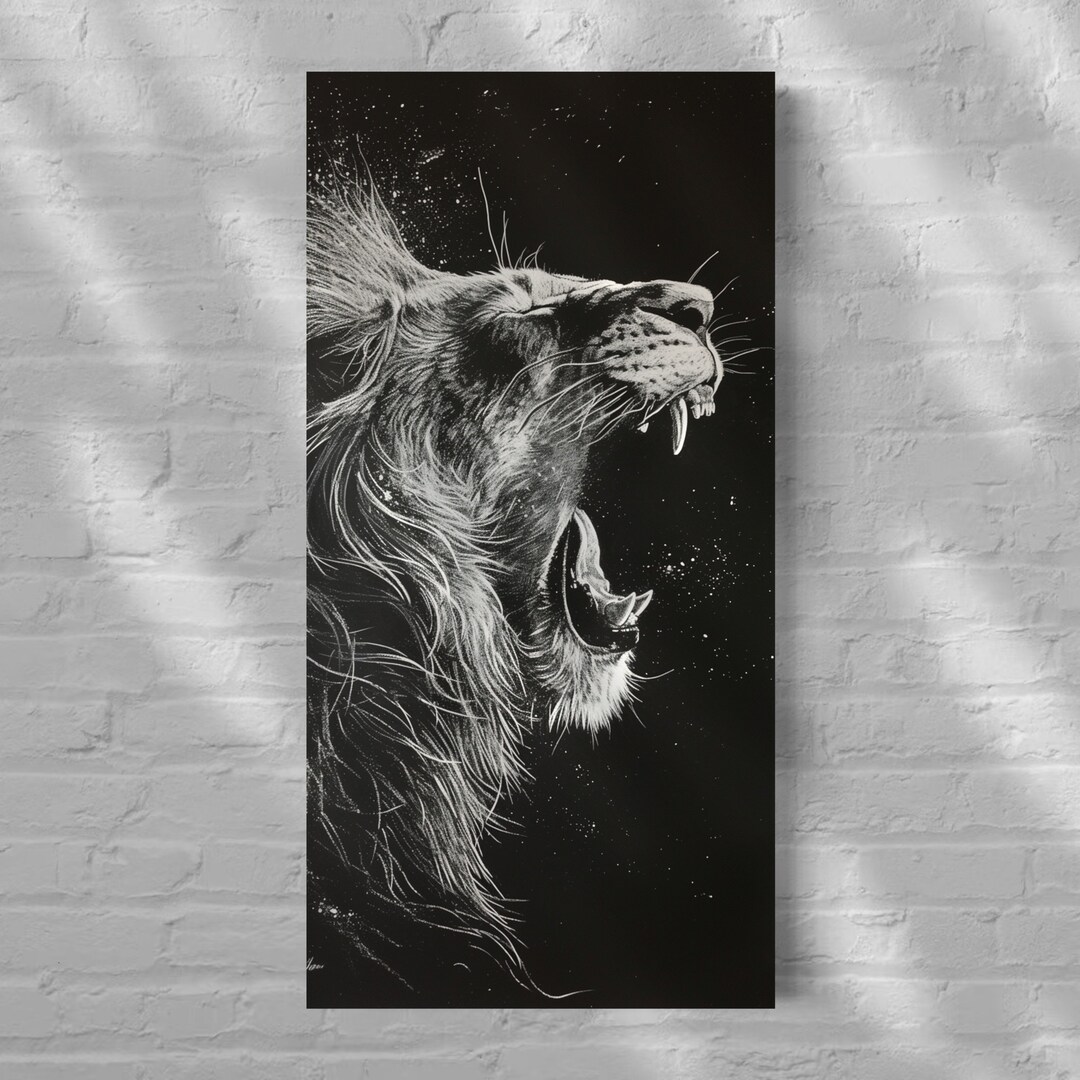 Lion Frame, Animal Sauvage Style Artwork, Horizontal Landscape, Art ...