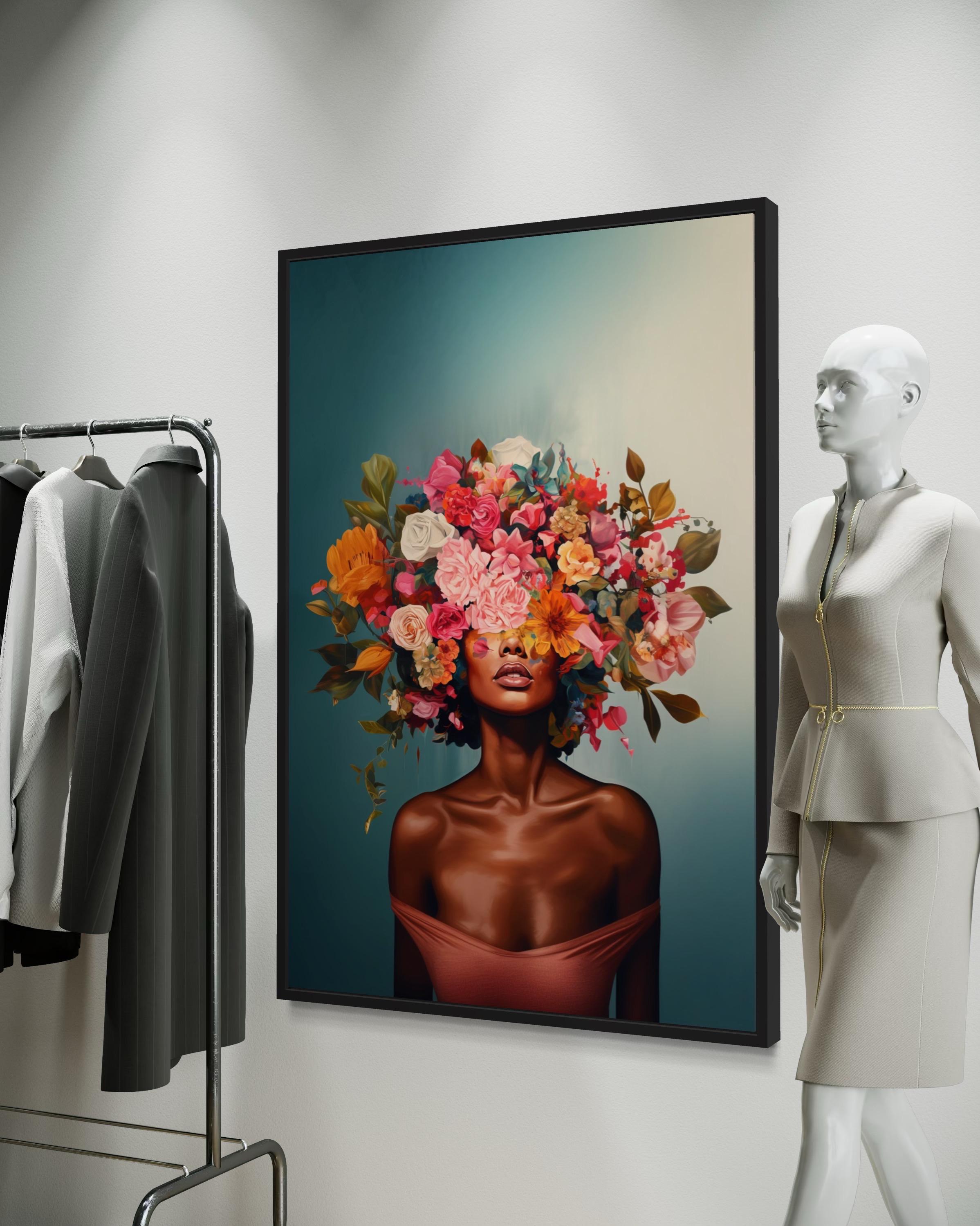 Framed Woman With Floral Headpiece Canvas Print - Etsy