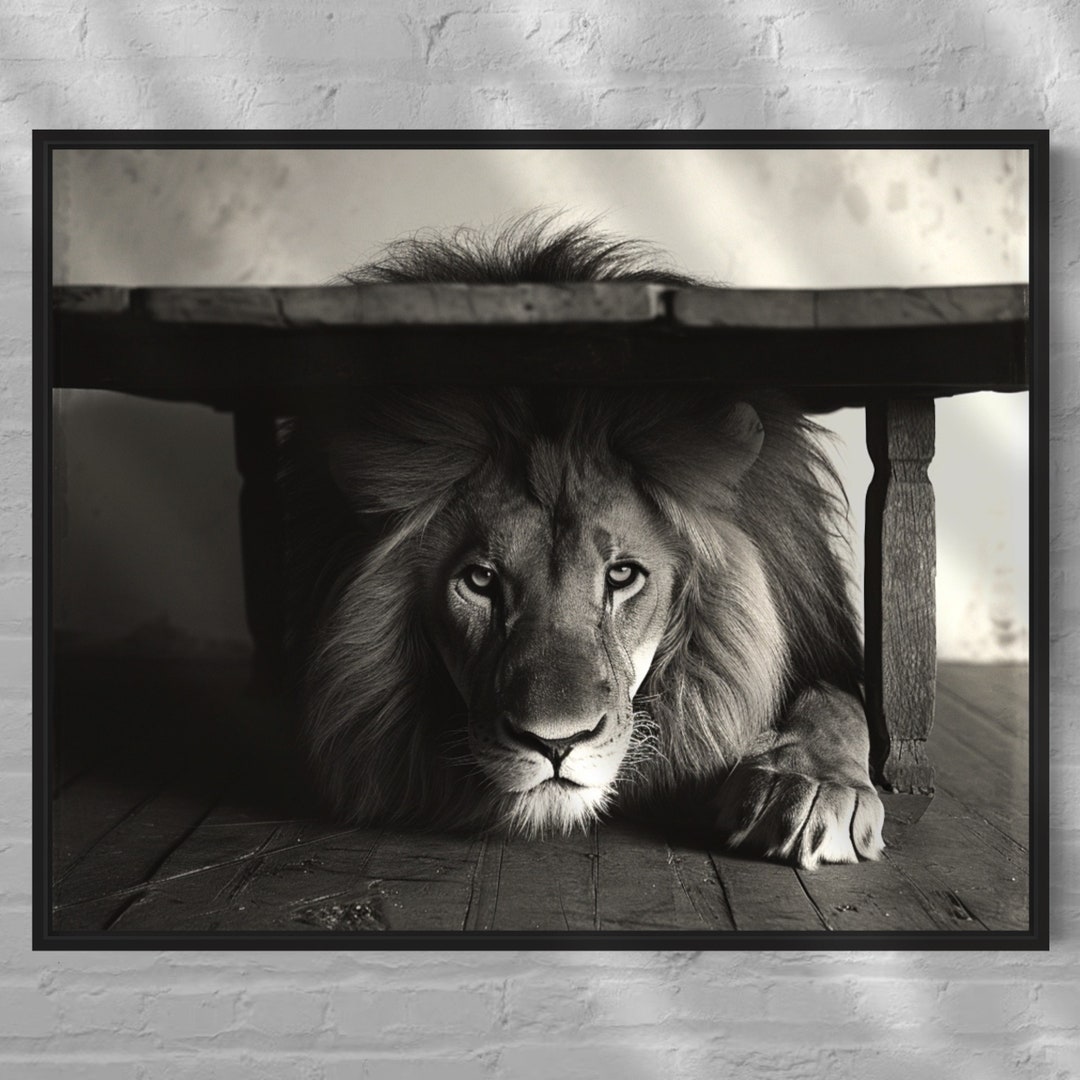 Lion Frame, Animal Sauvage Style Artwork, Horizontal Landscape, Art ...