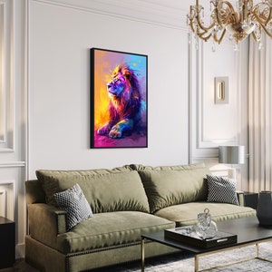 Lion Frame, Animal Sauvage Style Artwork, Horizontal Landscape, Art ...