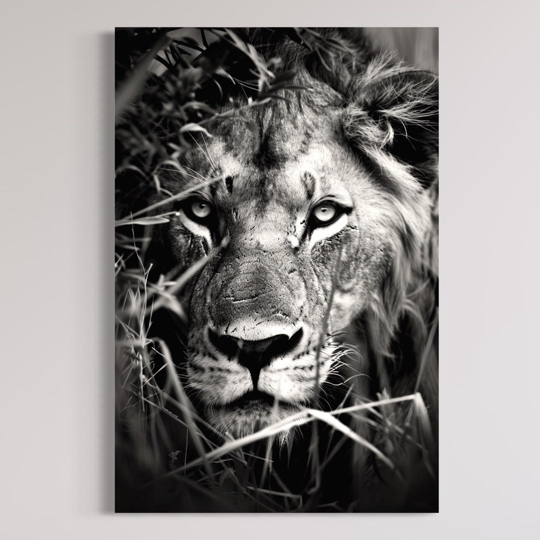 Lion Frame, Animal Sauvage Style Artwork, Vertical Landscape, Art Print ...