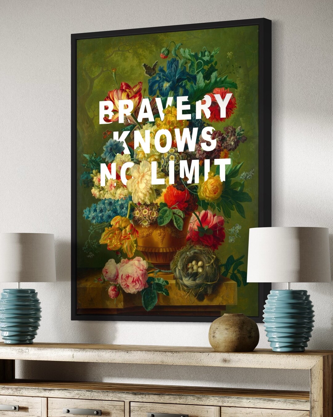Dark Floral Canvas Print: Gothic Art, Motivational Quote - Etsy