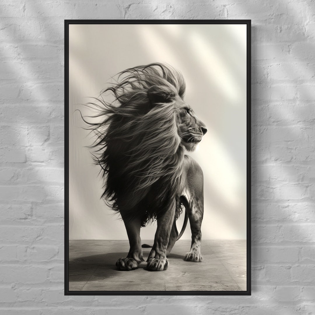 Lion Frame, Animal Sauvage Style Artwork, Horizontal Landscape, Art ...