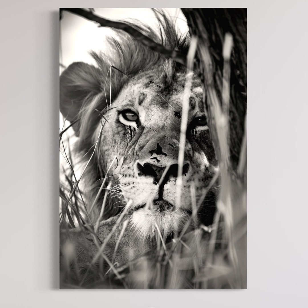 Lion Frame, Animal Sauvage Style Artwork, Vertical Landscape, Art Print ...