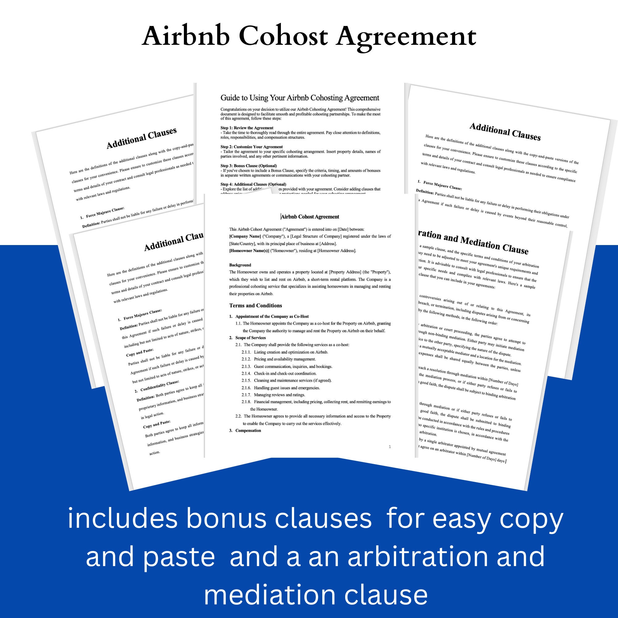 Professional Airbnb Cohosting Agreement Template | Airbnb Management ...