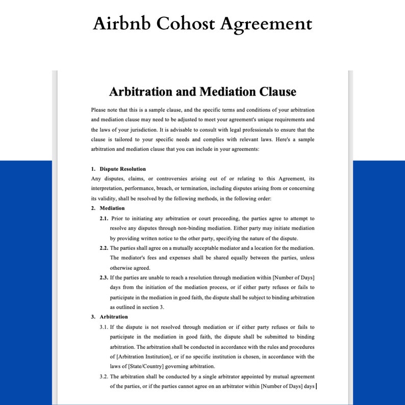Professional Airbnb Cohosting Agreement Template | Airbnb Management ...
