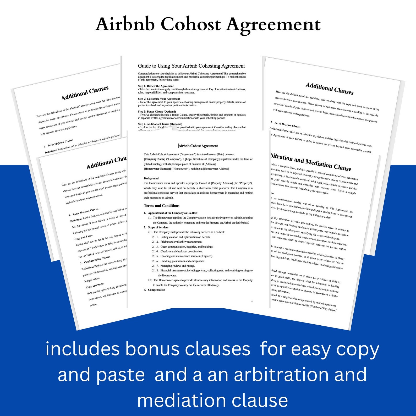 Professional Airbnb Cohosting Agreement Template | Airbnb Management ...