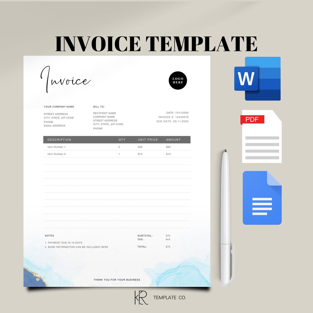 Invoice Template Download Invoice Template Order Form - Etsy