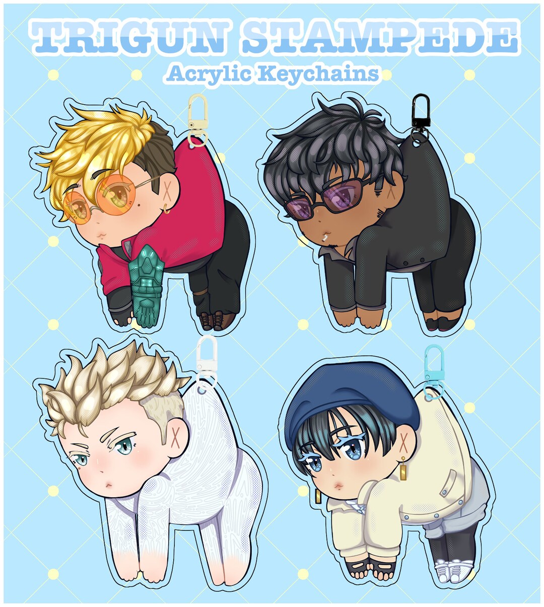 PREORDER Trigun Stampede Acrylic Keychains Vash Wolfwood Knives Meryl ...