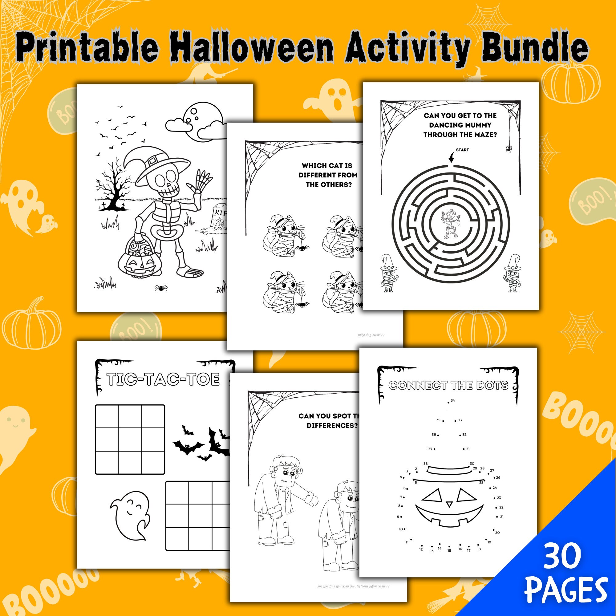 Halloween Activity Printable Pages Bundle Kids Toddler Preschool ...