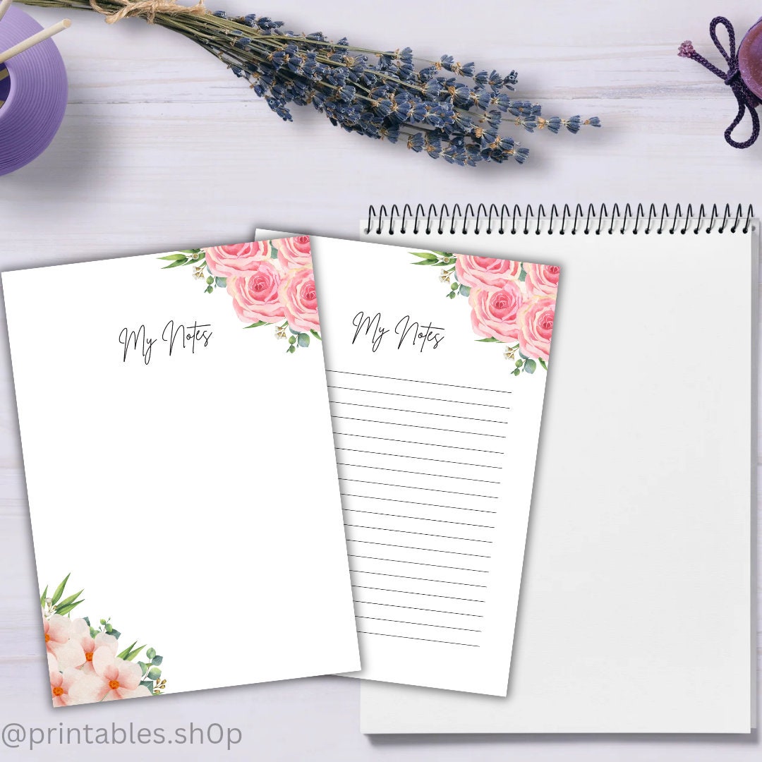 Digital Printable Lined Paper Cute Letter Set Lecture Notes Lined ...