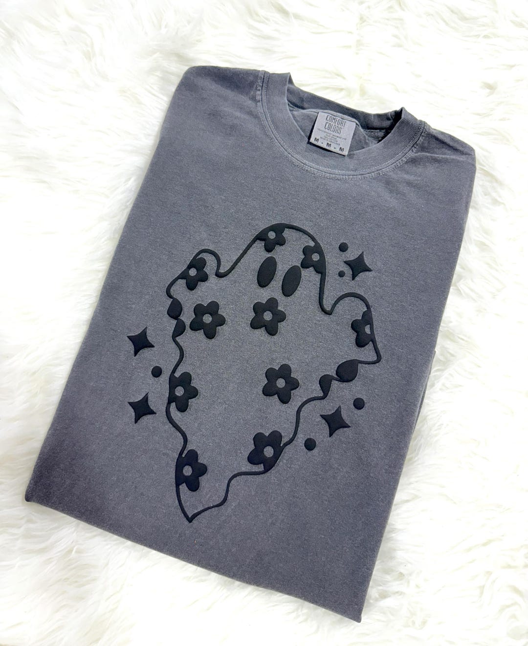 Comfort Colors®embossed 3D Puff Cute Floral Ghost Sweatshirt,spooky ...