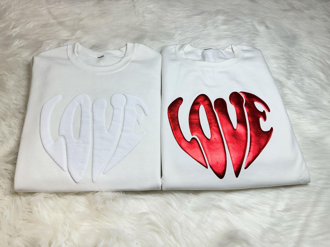 Love Valentine 3D Puff Sweatshirt, Valentines Puff Shirts for Women ...