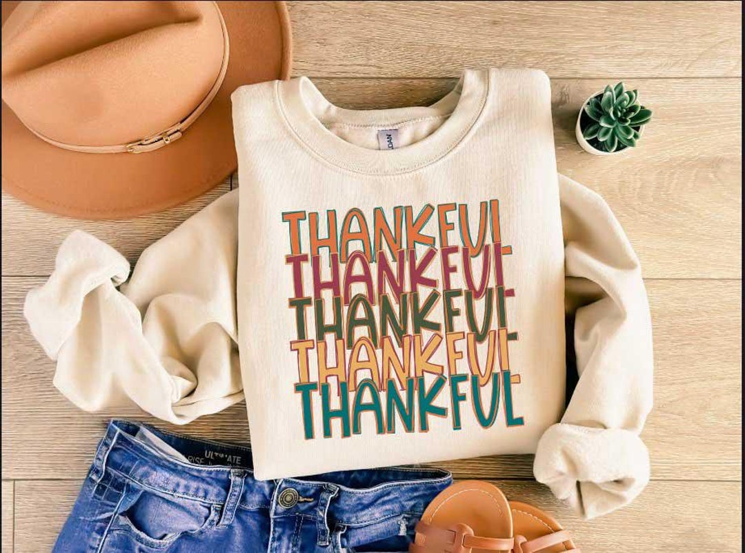 Thankful Sweatshirt, Retro Cute Fall Sweater, Thankful, Trendy Women ...