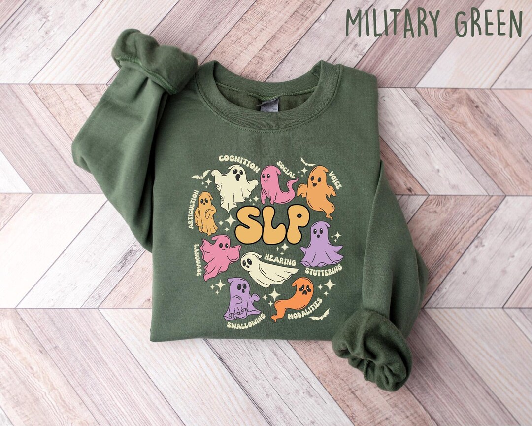 Speech Therapy Sweatshirt, SLP Ghost Shirt, Speech Therapy Halloween ...