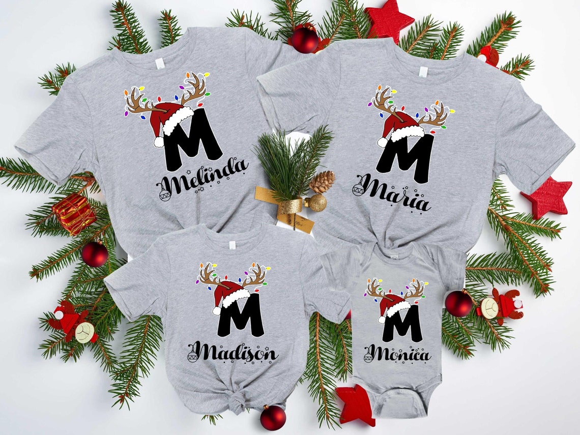 Santa Family Christmas Custom Names Monogram Shirts, Custom Christmas ...