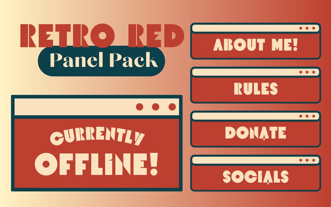 Retro Red Twitch Panel and Banner Pack ~ for Streaming - Etsy