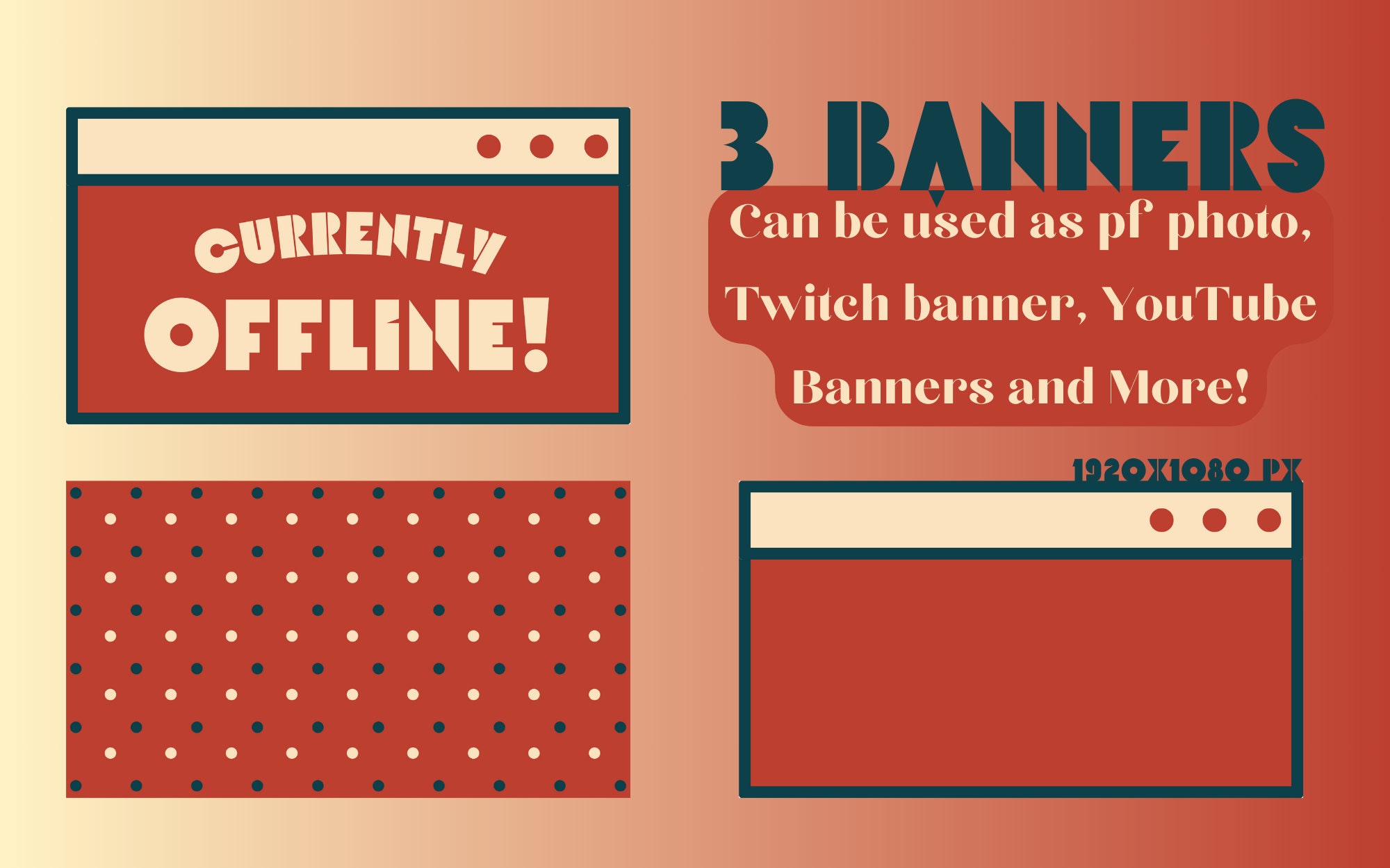 Retro Red Twitch Panel and Banner Pack ~ for Streaming - Etsy